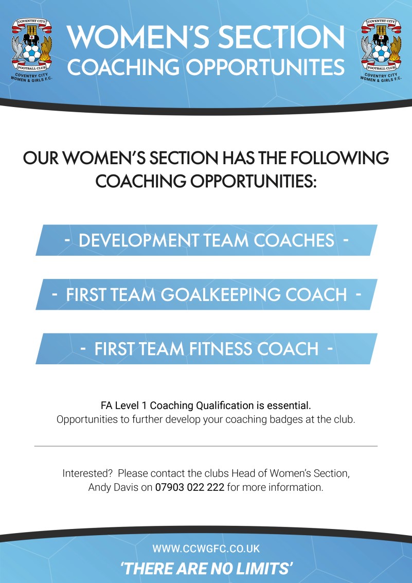 Women's Section Coaching Opportunities - Coventry City Women & Girls Football Club